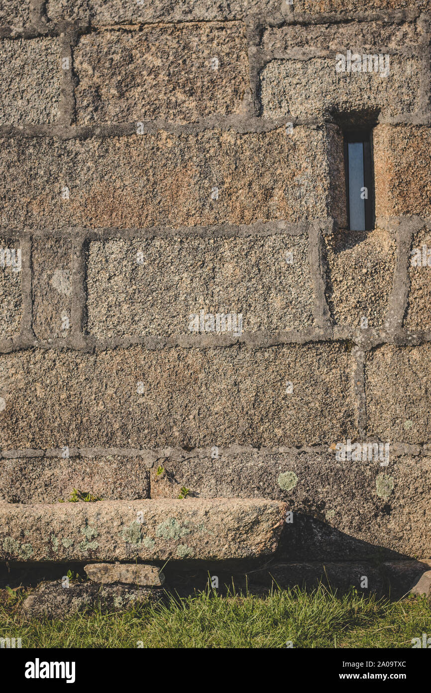 old stone church with bench Stock Photo - Alamy