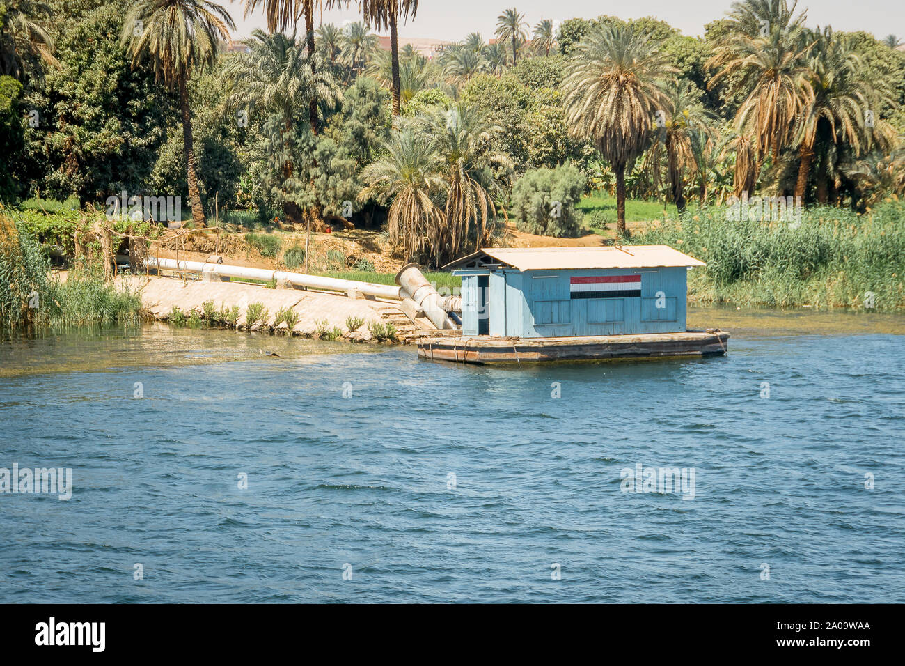 Buildings and homes on the banks of the Nile river. Egypt. Africa Stock ...