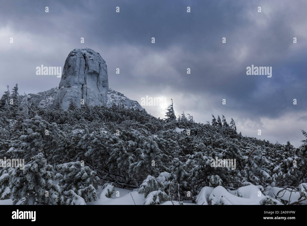 Giant rock on top of mountain, shot in Romania Stock Photo - Alamy