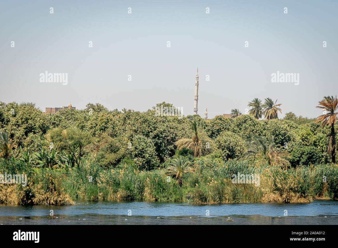 Buildings, houses and mosques on the banks of the Nile river. Egypt ...