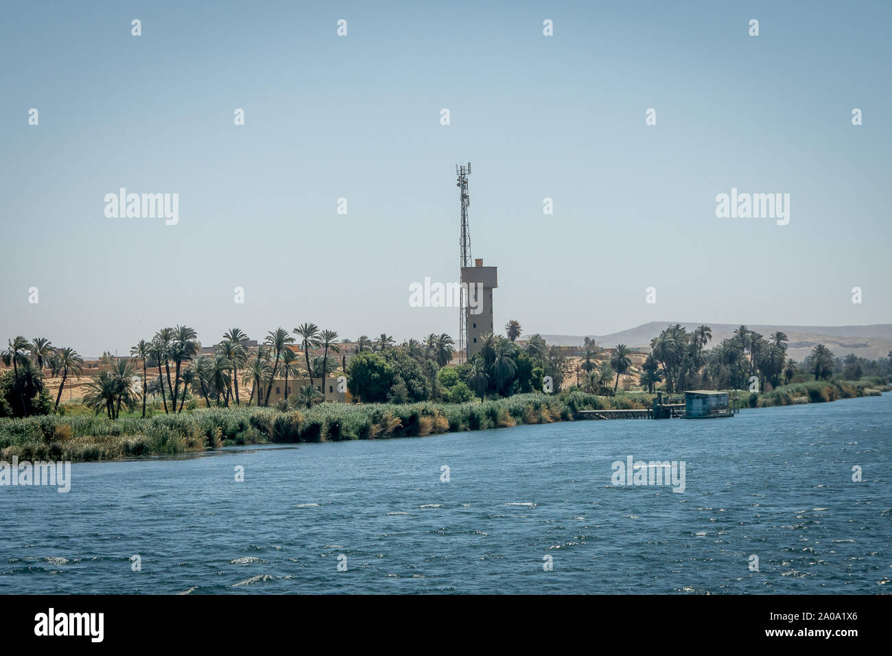 Buildings and homes on the banks of the Nile river. Egypt. Africa Stock ...