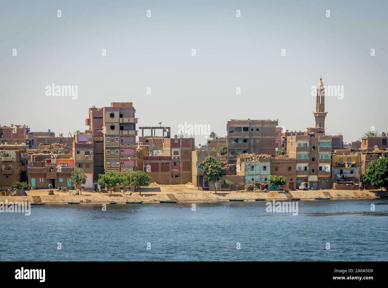 Buildings, houses and mosques on the banks of the Nile river. Egypt ...