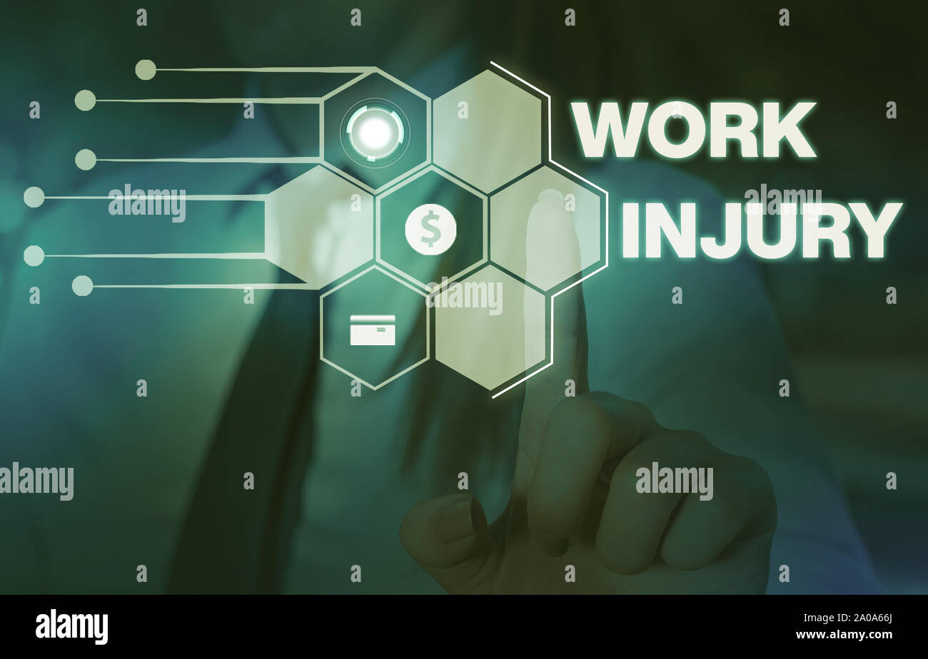 Word writing text Work Injury. Business photo showcasing Accident in ...