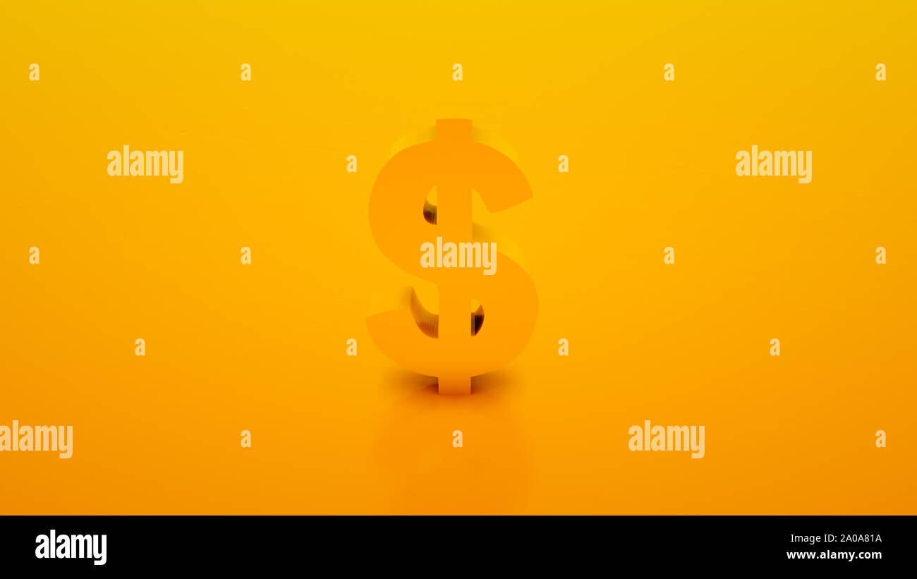 Dollar symbol isolated on yellow color background. 3d illustration ...