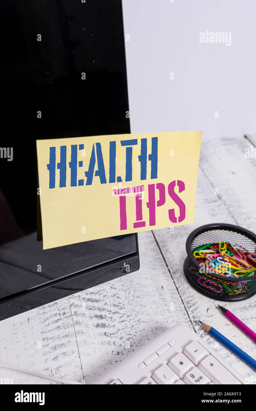 Handwriting text writing Health Tips. Conceptual photo state of ...