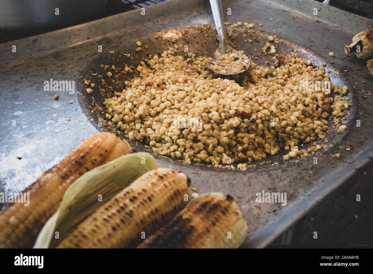 Eating Mexican Street Corn (Esquites) on Streets of Mexico City Stock ...