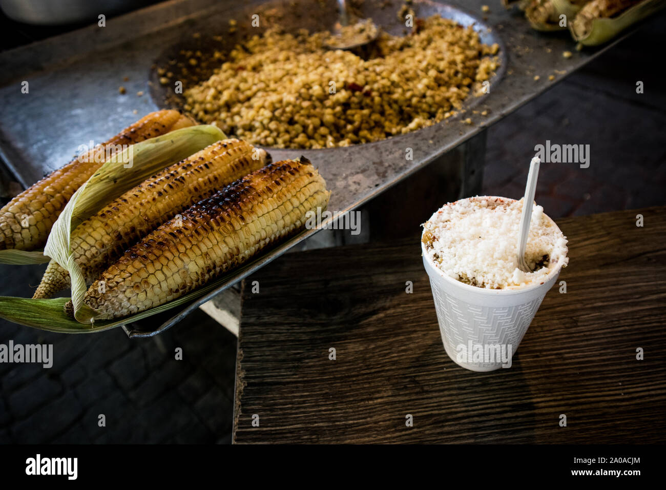 Eating Mexican Street Corn (Esquites) on Streets of Mexico City Stock ...