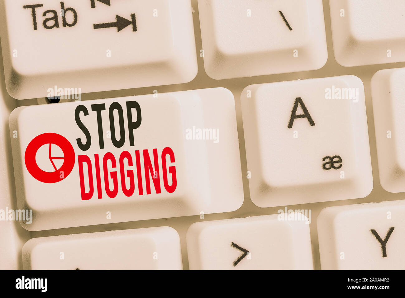 Conceptual hand writing showing Stop Digging. Concept meaning Prevent ...