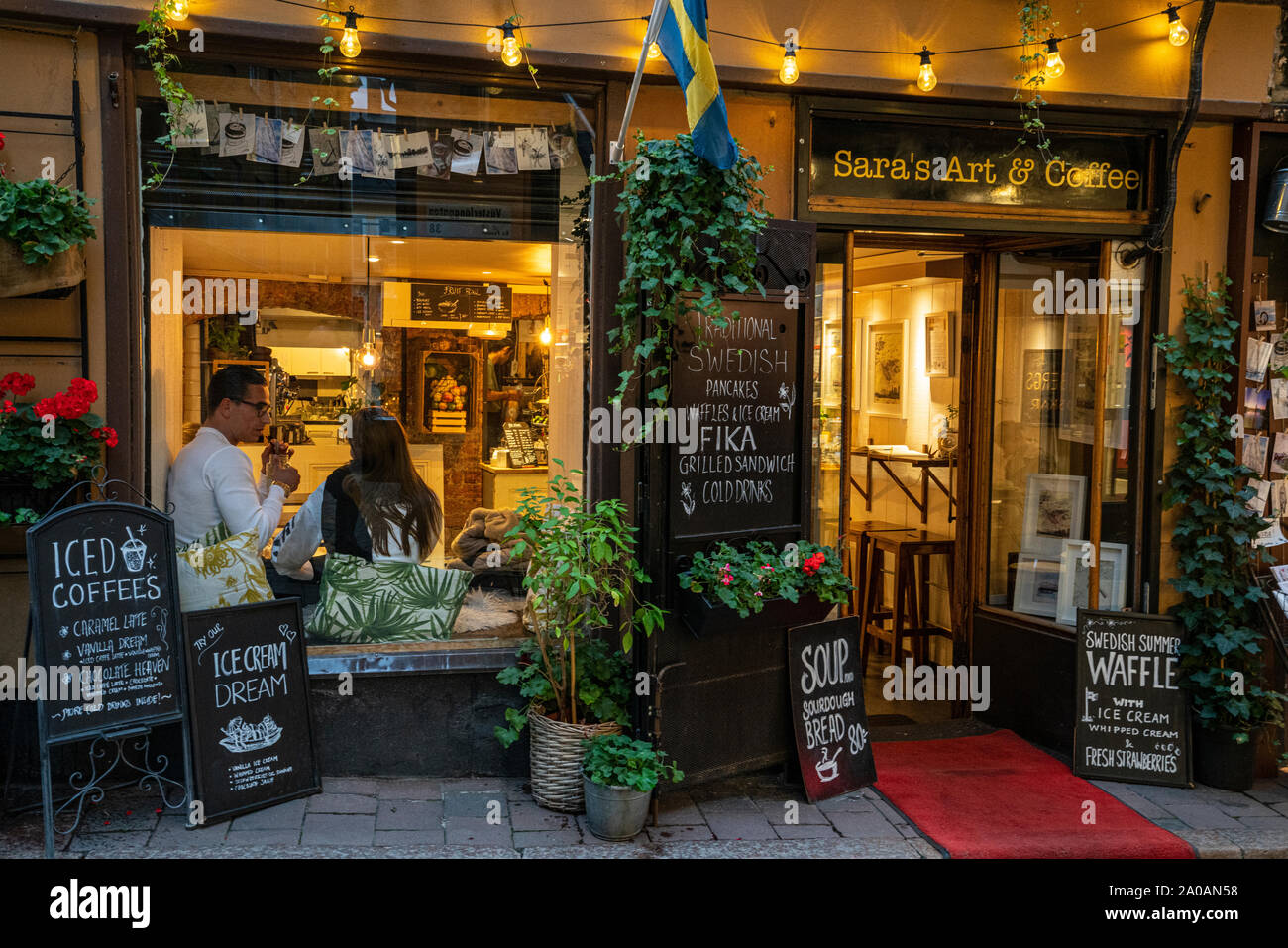 Stockholm, Sweden. September 2019. view of the typical old streets and ...
