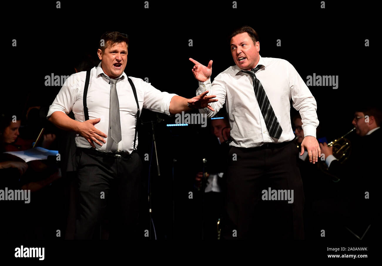 Jamie Callis as Des (left) and David Muscat as Paul during the Call Me ...