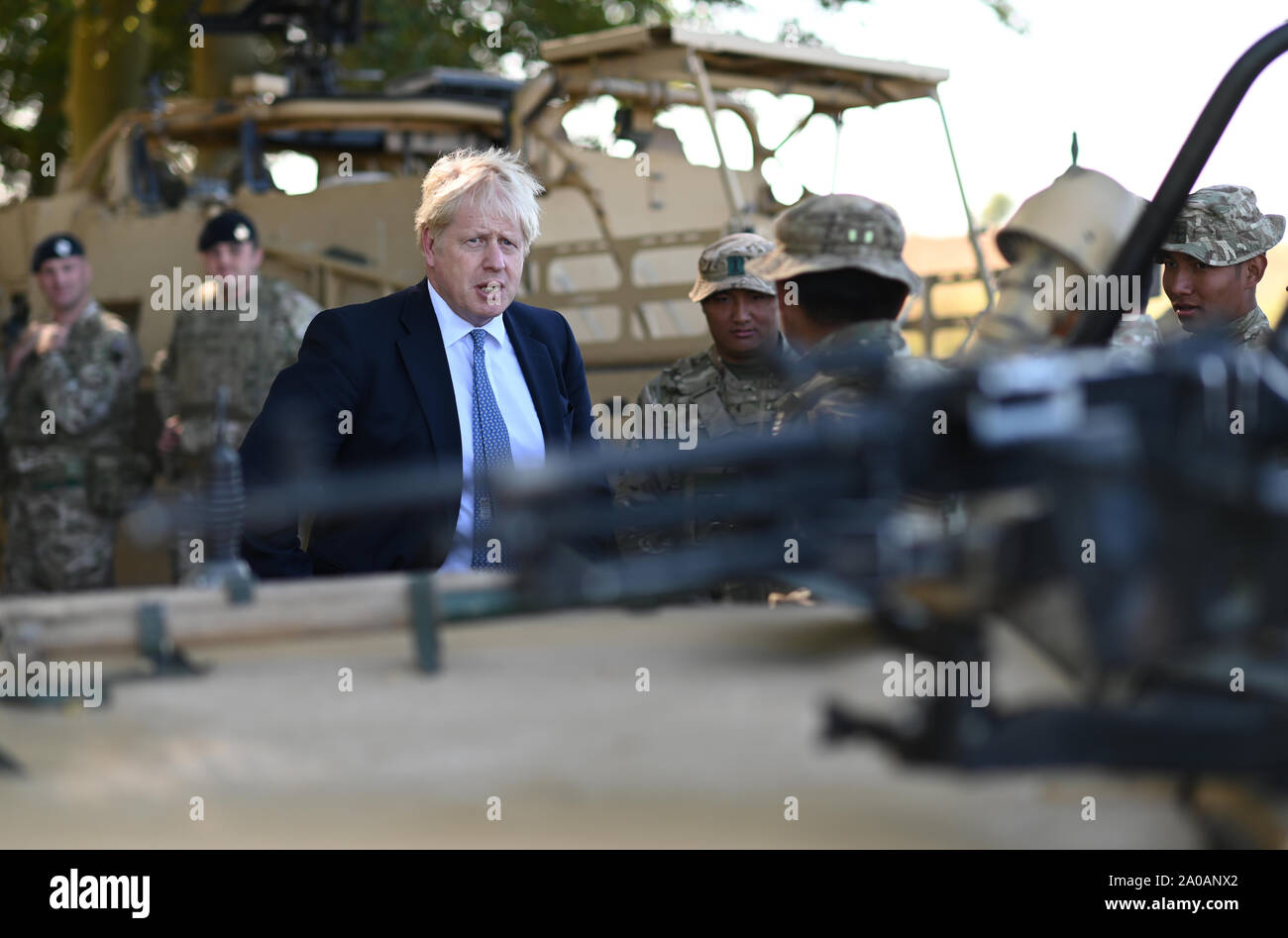 Prime Minister Boris Johnson talks to Ghurkas as he meets with military ...