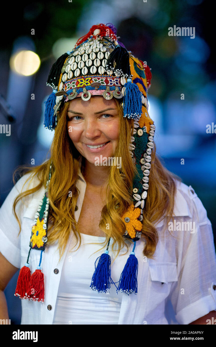 Lady in shaman hat Stock Photo - Alamy