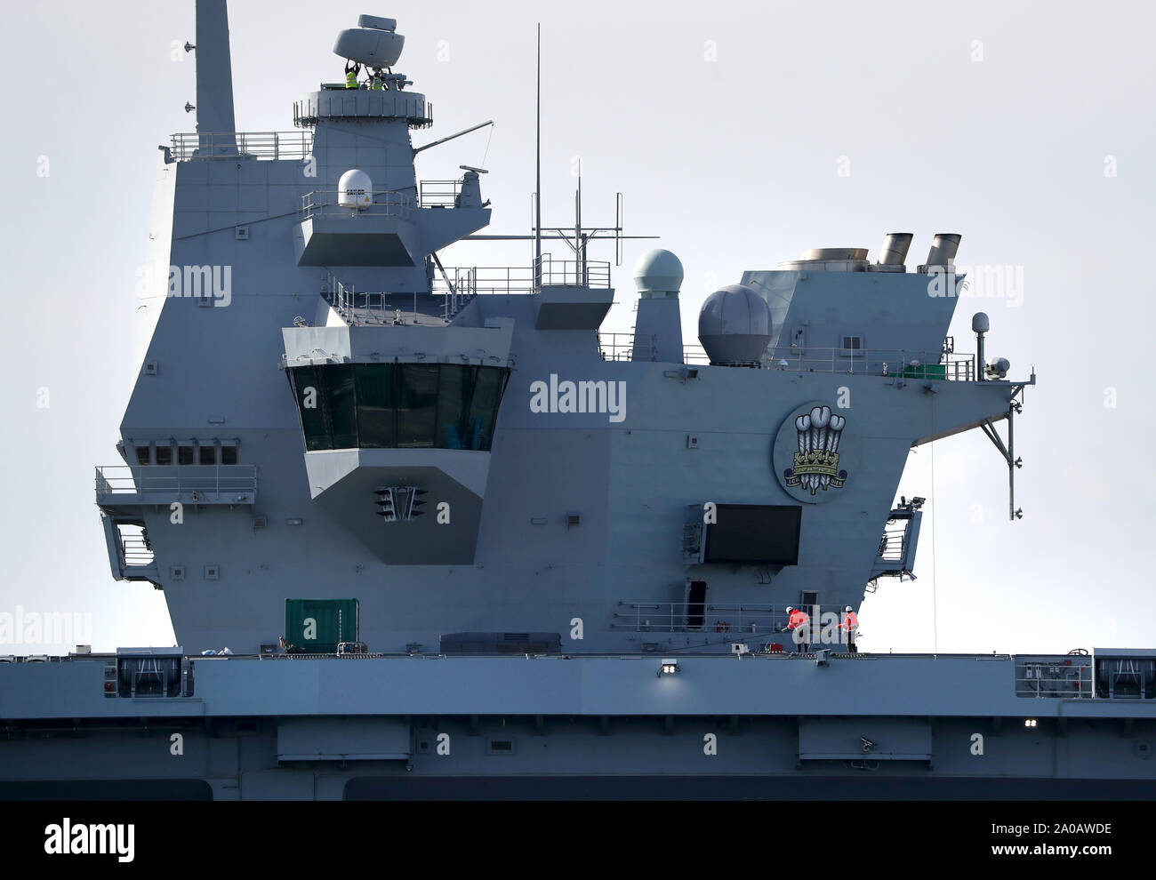 Work continues on the aircraft carrier HMS Prince of Wales ahead of its ...