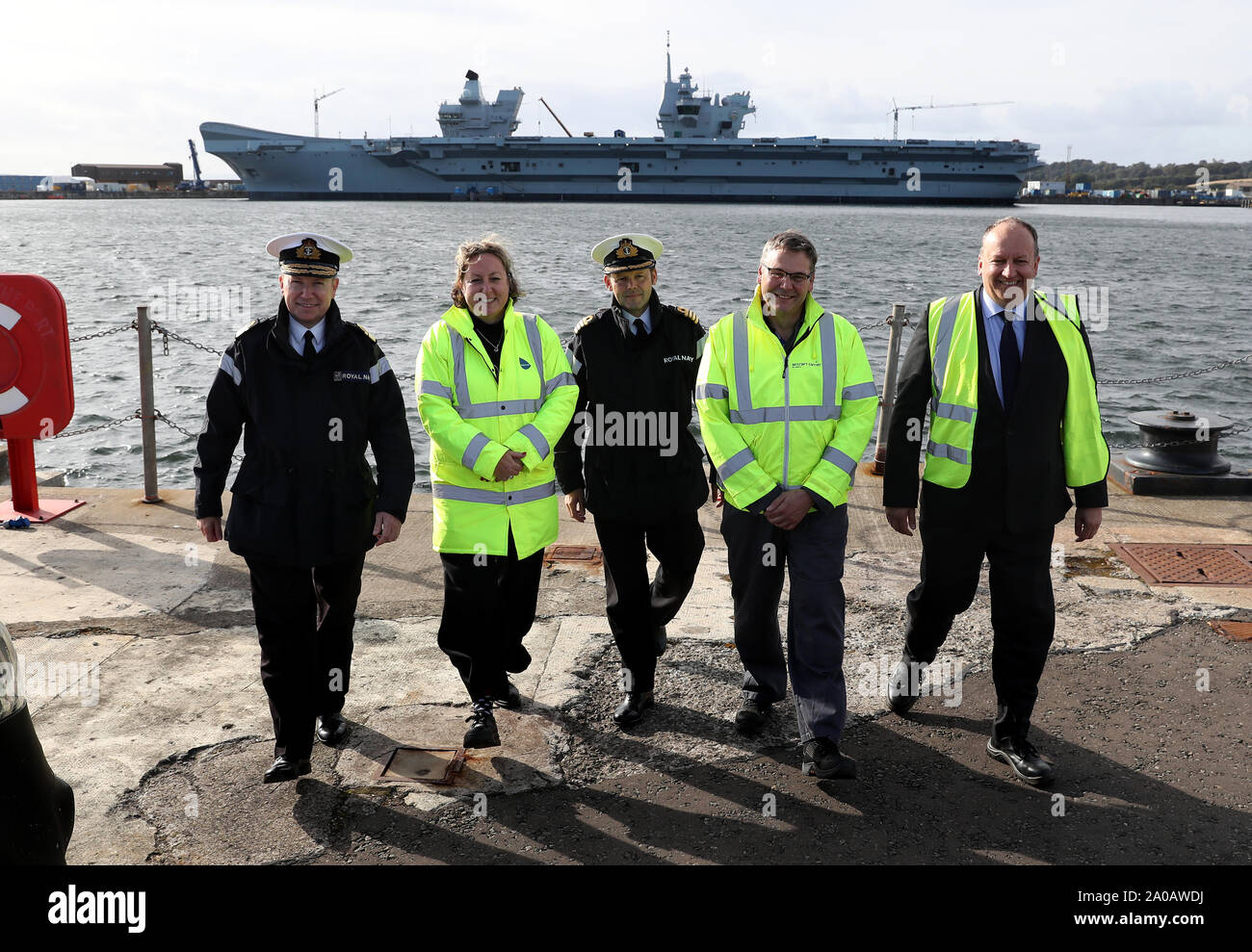 (left to right) Rear Admiral Martin Connell, Anne-Marie Trevelyan MP ...