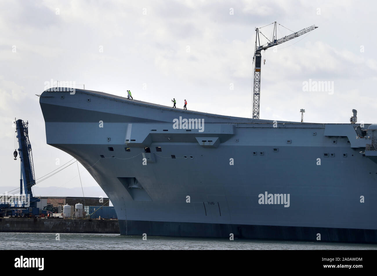 Work continues on the aircraft carrier HMS Prince of Wales ahead of its ...