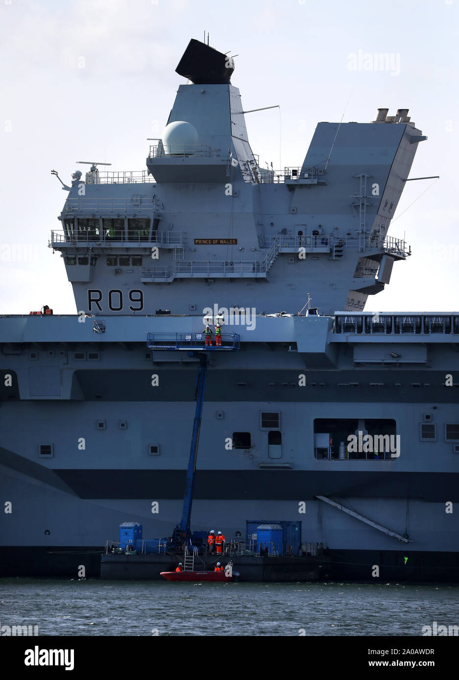 Work continues on the aircraft carrier HMS Prince of Wales ahead of its ...