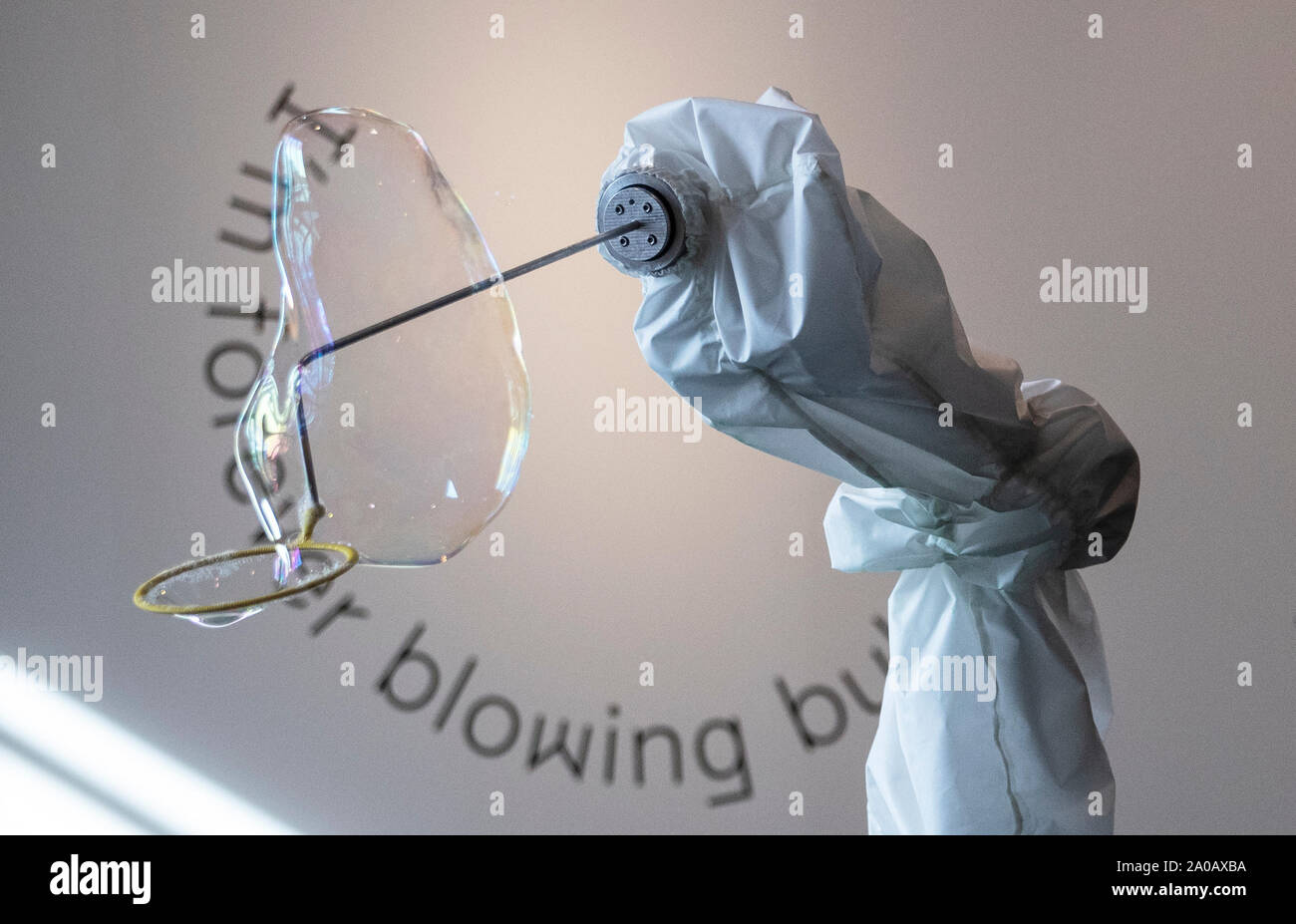 A bubble-making robot called Soap Opera on display at the V&A Dundee ...