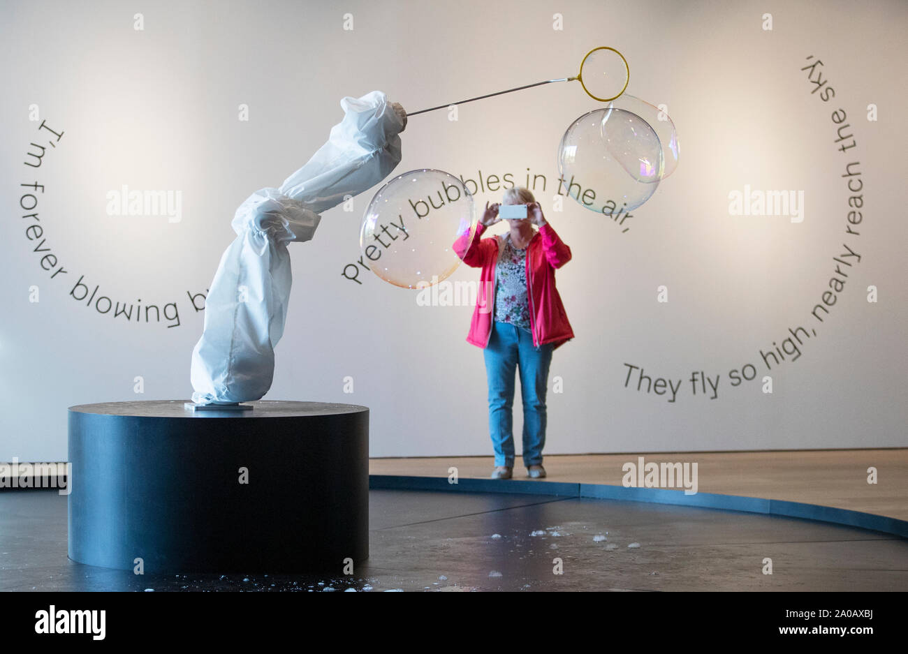 A bubble-making robot called Soap Opera on display at the V&A Dundee ...