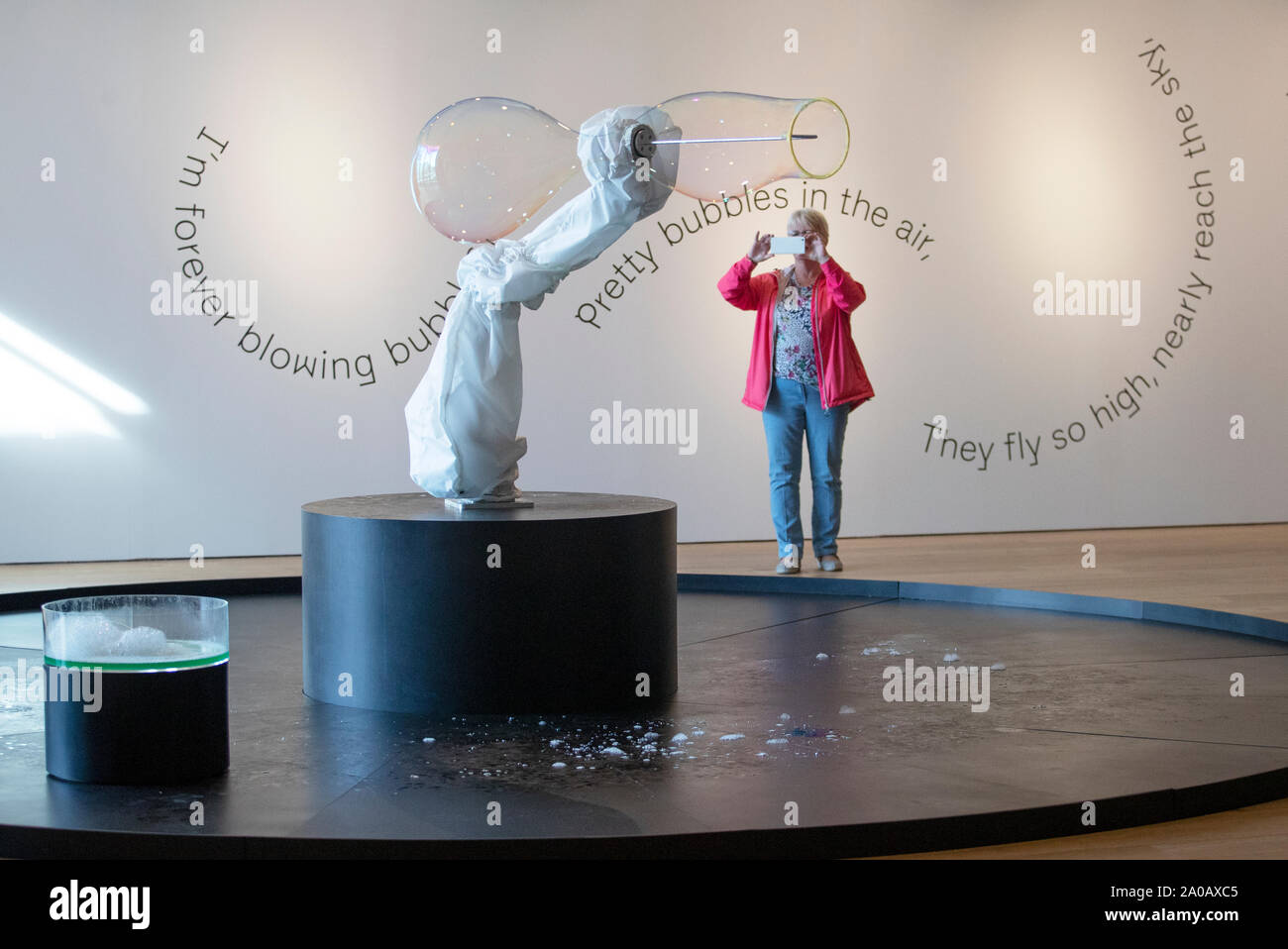 A bubble-making robot called Soap Opera on display at the V&A Dundee ...
