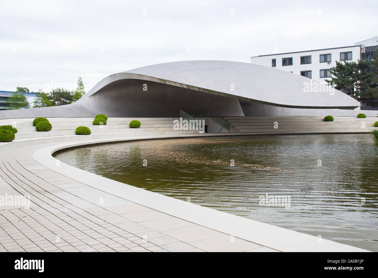 GERMANY, WOLFSBURG - 30 MAY 2019: modern Porsche pavilion in Autostadt ...