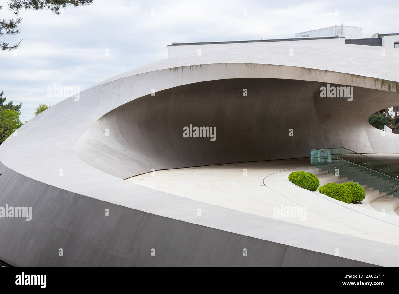 GERMANY, WOLFSBURG - 30 MAY 2019: modern Porsche pavilion in Autostadt ...