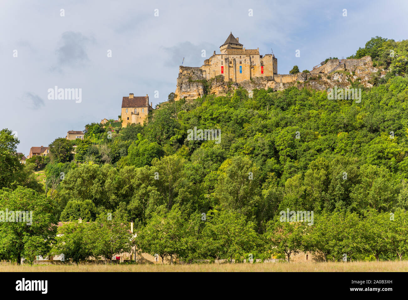 view on medieval fortress Castelnaud Castle (Chateau de Castelnaud) in ...
