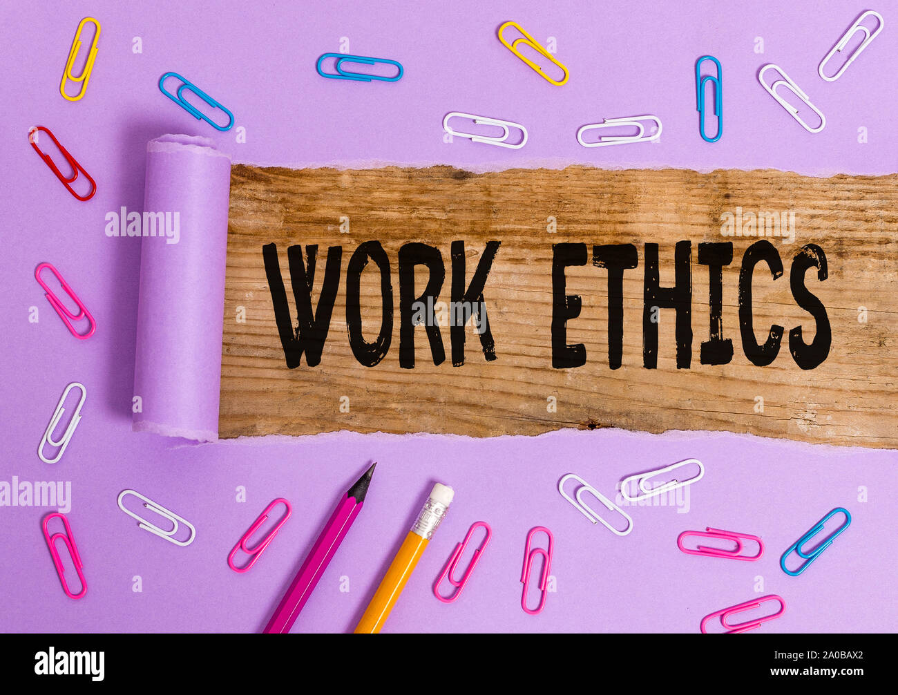 Writing note showing Work Ethics. Business concept for A set of values ...