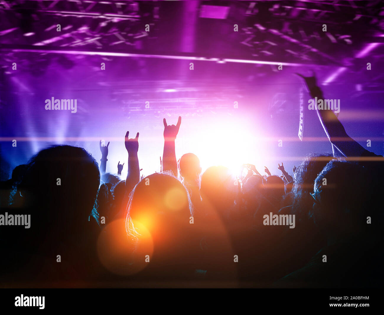 Back row concert show with people clapping the live stage Stock Photo ...