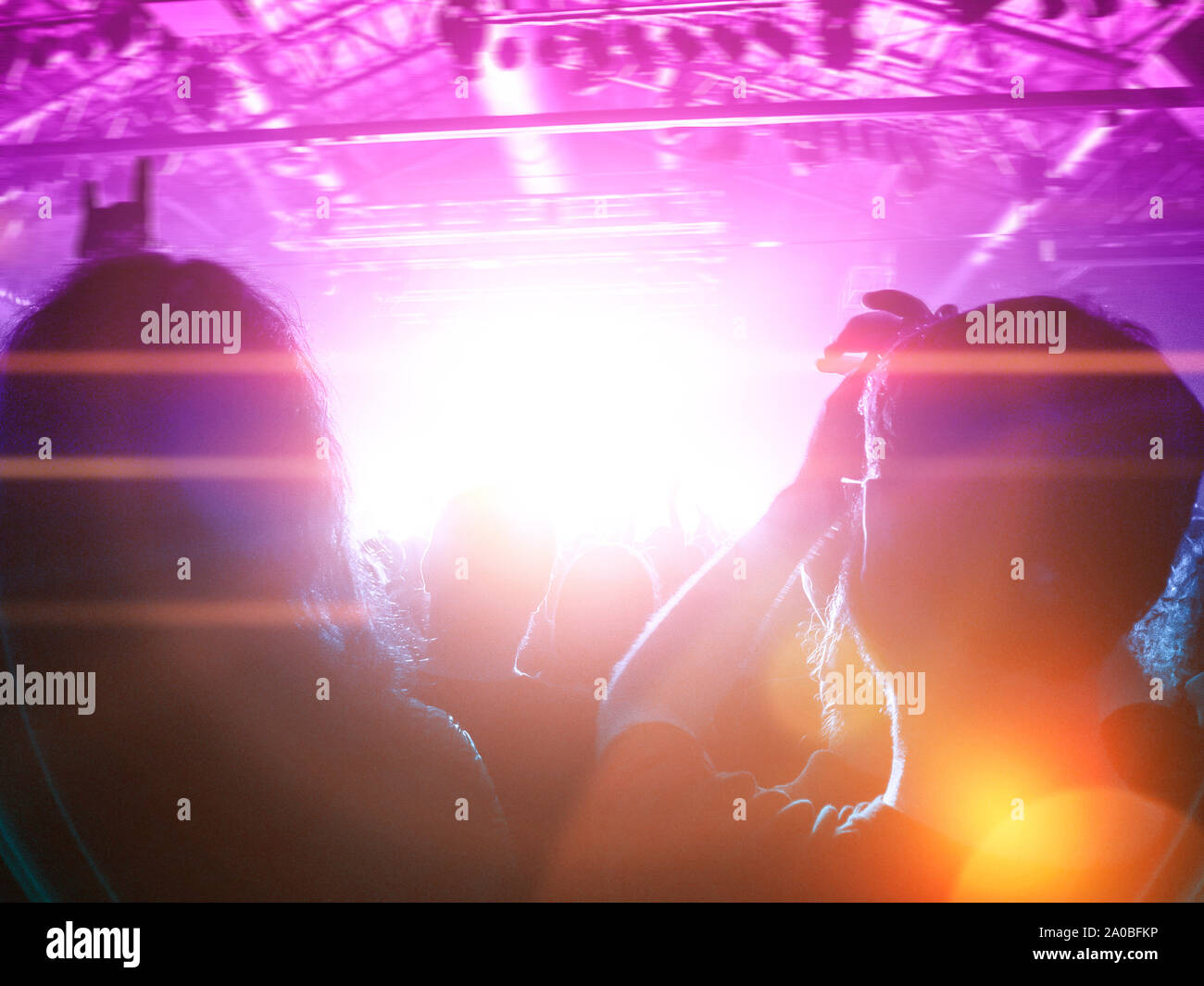 Back row concert show with people clapping the live stage Stock Photo ...