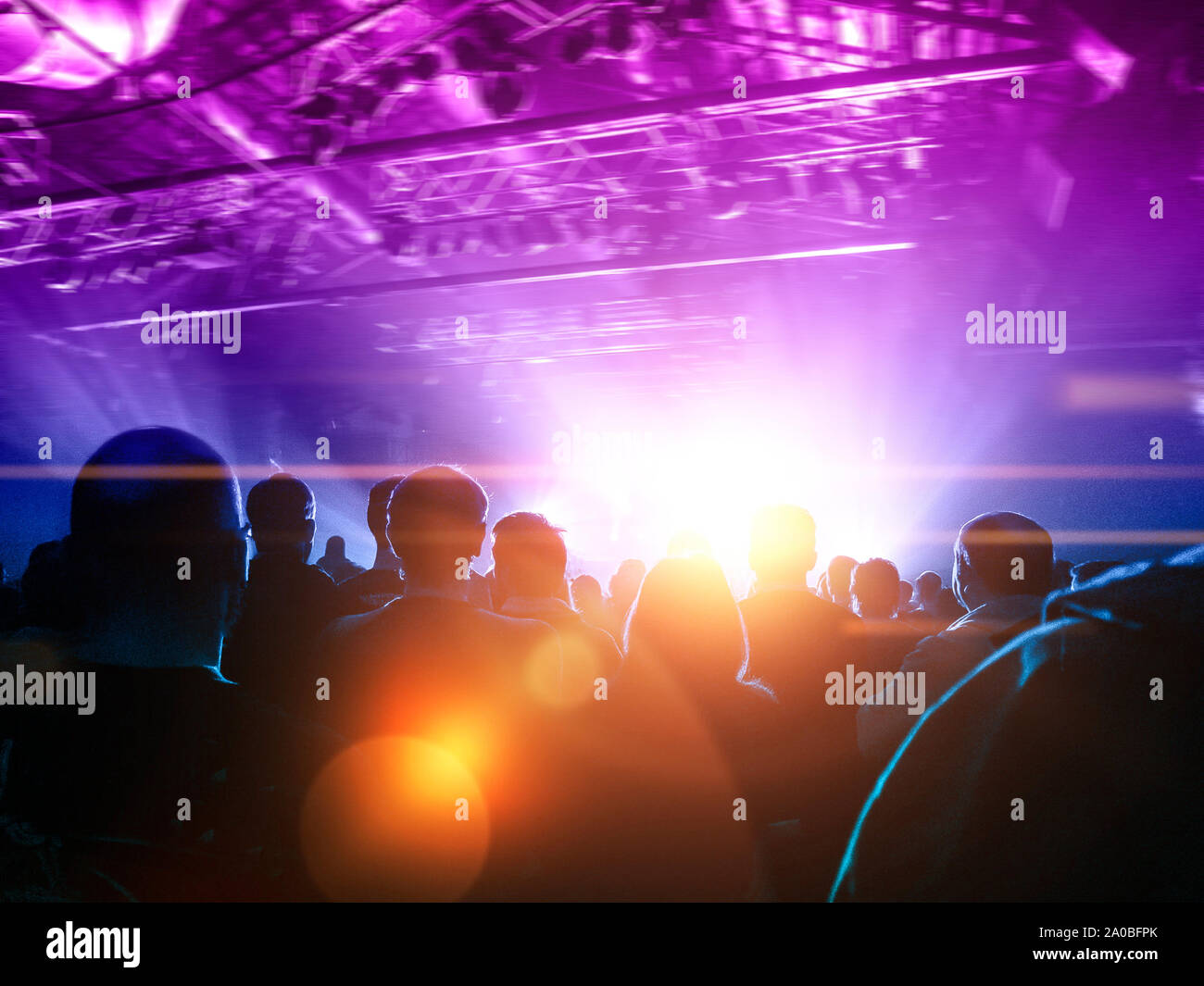 Back row concert show with people clapping the live stage Stock Photo ...