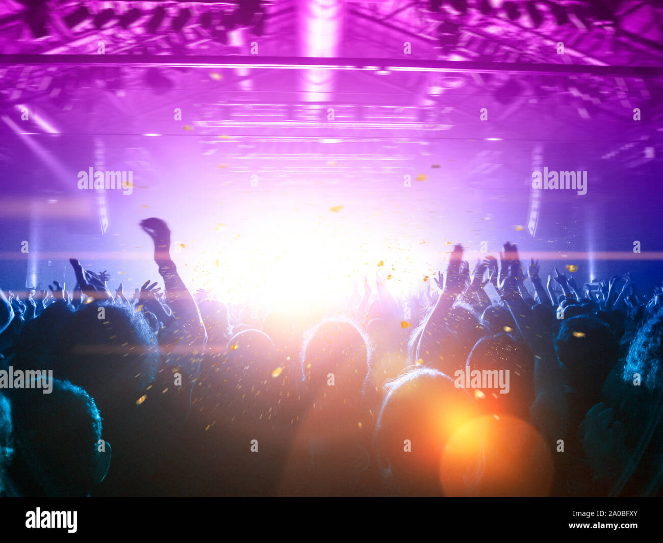 Back row concert show with people clapping the live stage Stock Photo ...