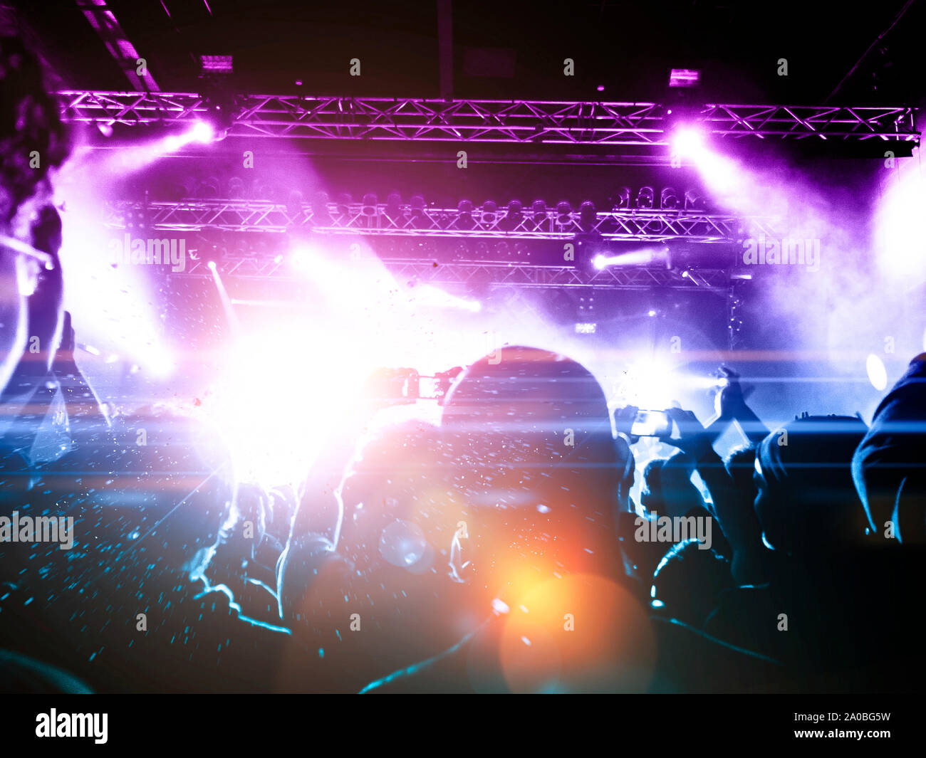 Back row concert show with people clapping the live stage Stock Photo ...