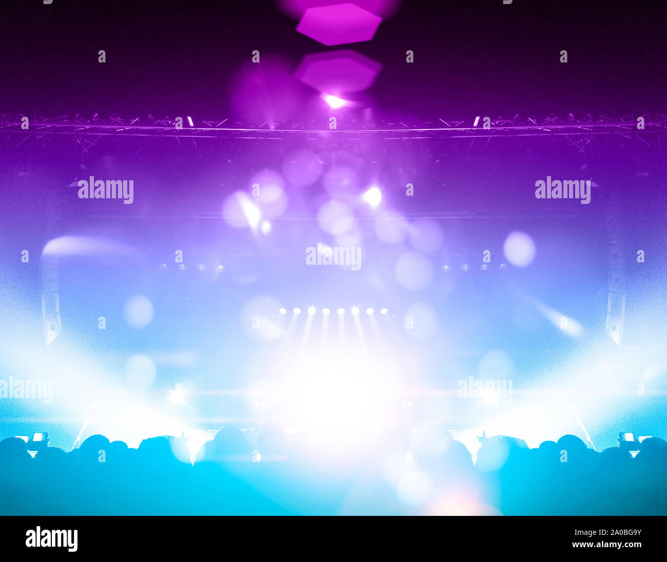 Back row concert show with people clapping the live stage Stock Photo ...