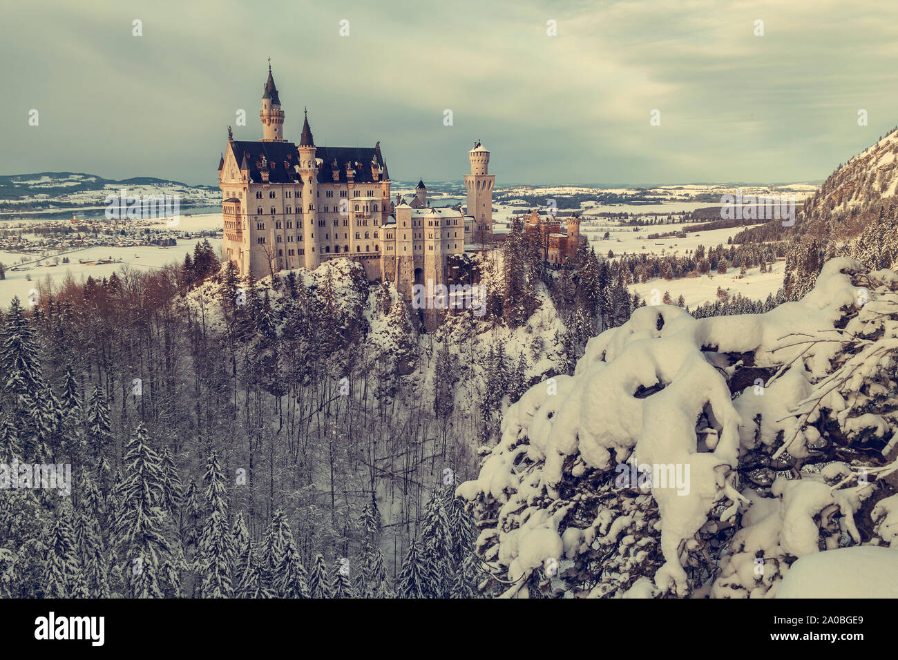 Neuschwanstein Castle in winter, Germany Stock Photo - Alamy