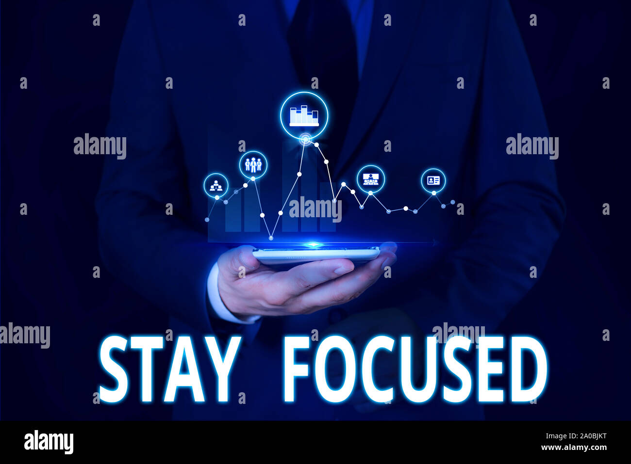 Text sign showing Stay Focused. Business photo showcasing Be attentive Concentrate Prioritize ...