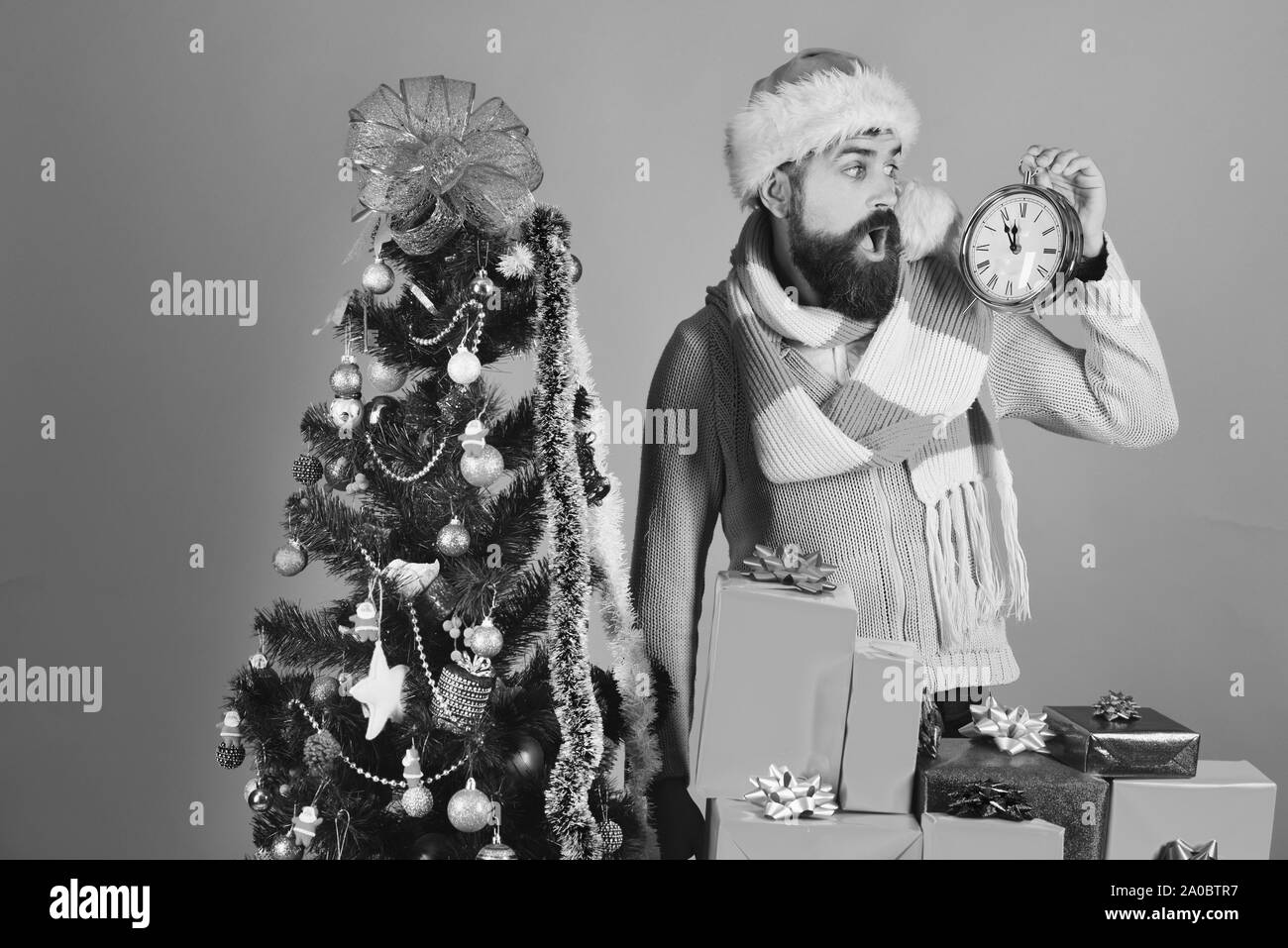 Fir tree decorated red Black and White Stock Photos & Images - Alamy