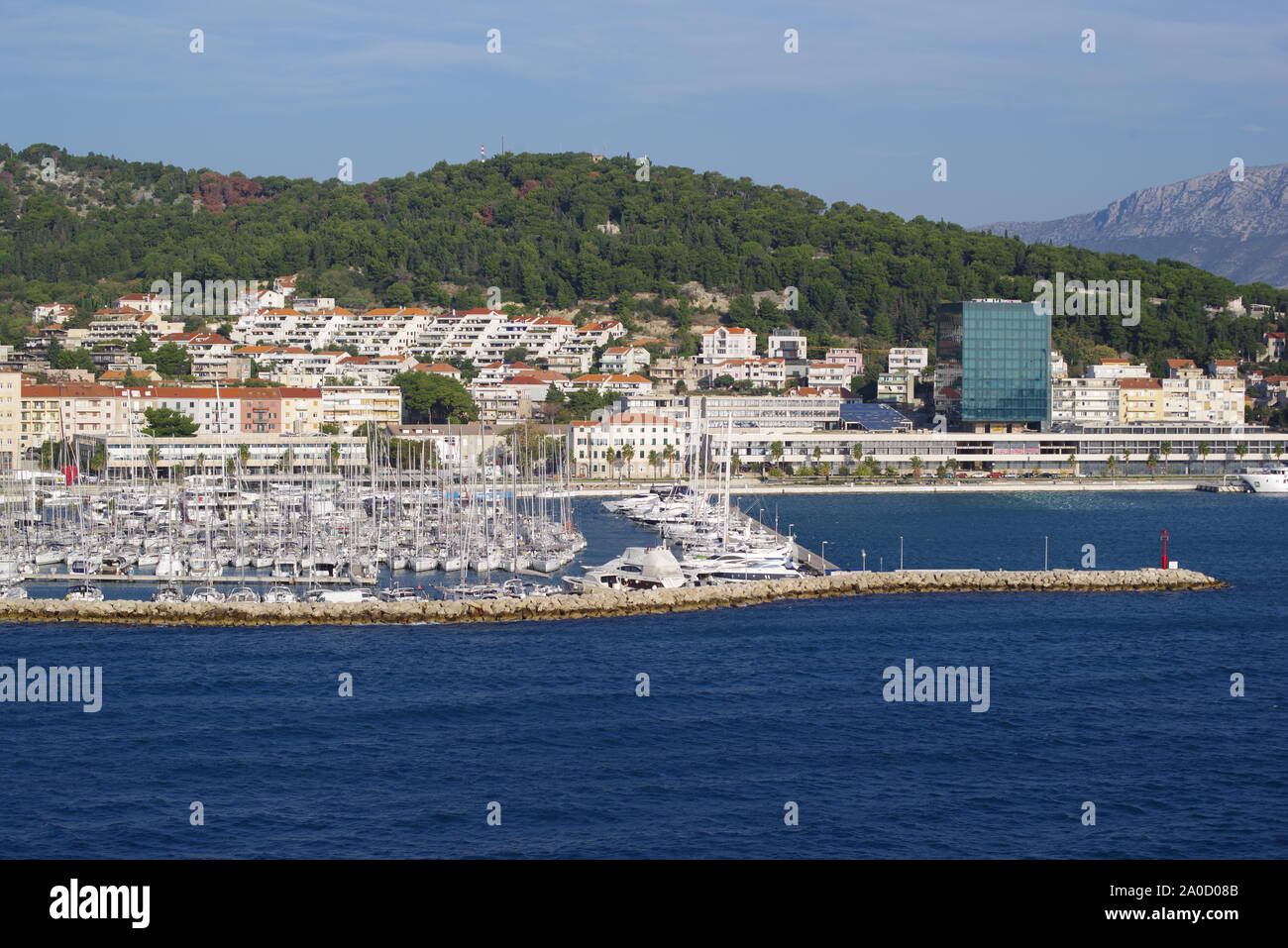 Split marina photographed from a cruise ship entering the port Stock ...