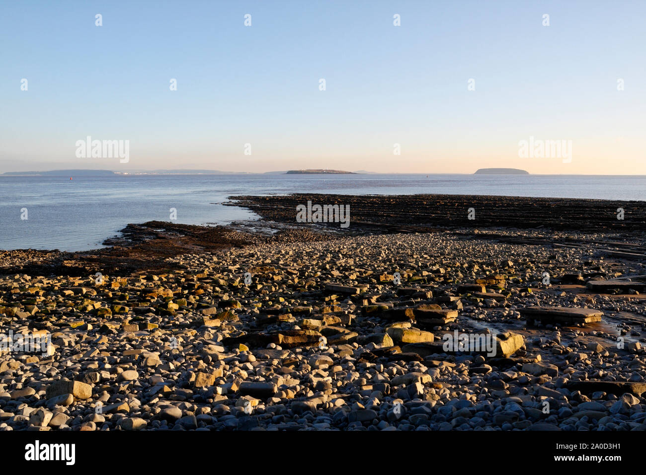 Coastal Lavernock Point Severn Estuary landscape, Wales UK, Welsh Coast ...