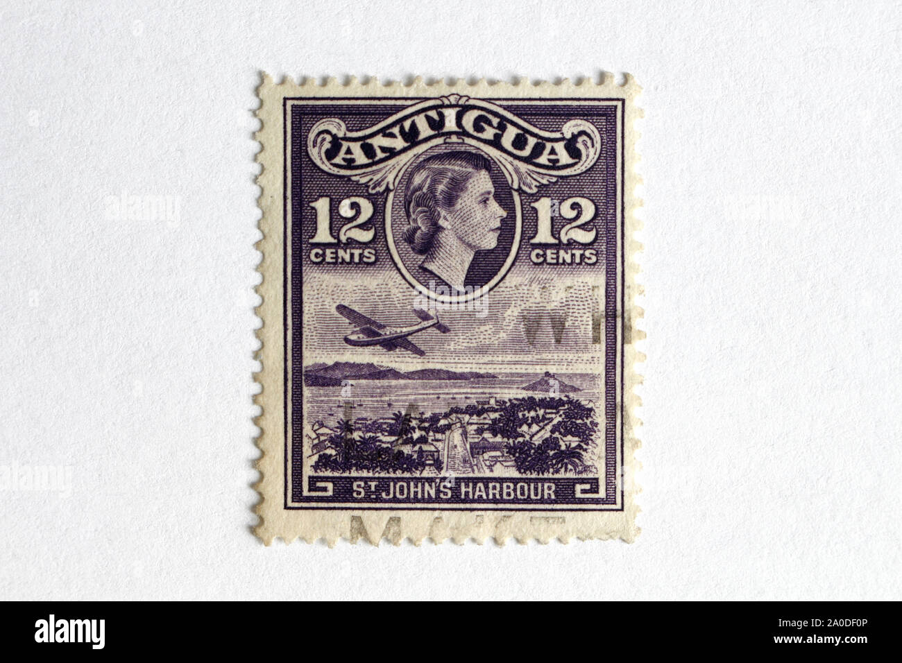Queen Elizabeth, Antigua 12 cents postage stamp Stock Photo - Alamy