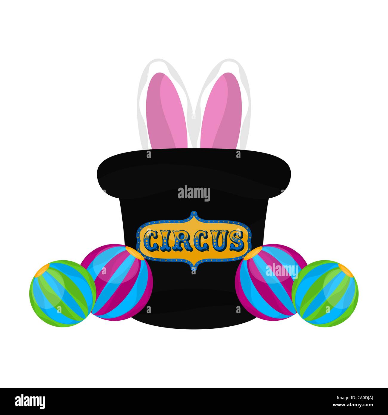 Isolated magician hat with rabbit ears - Vector Stock Vector Image ...