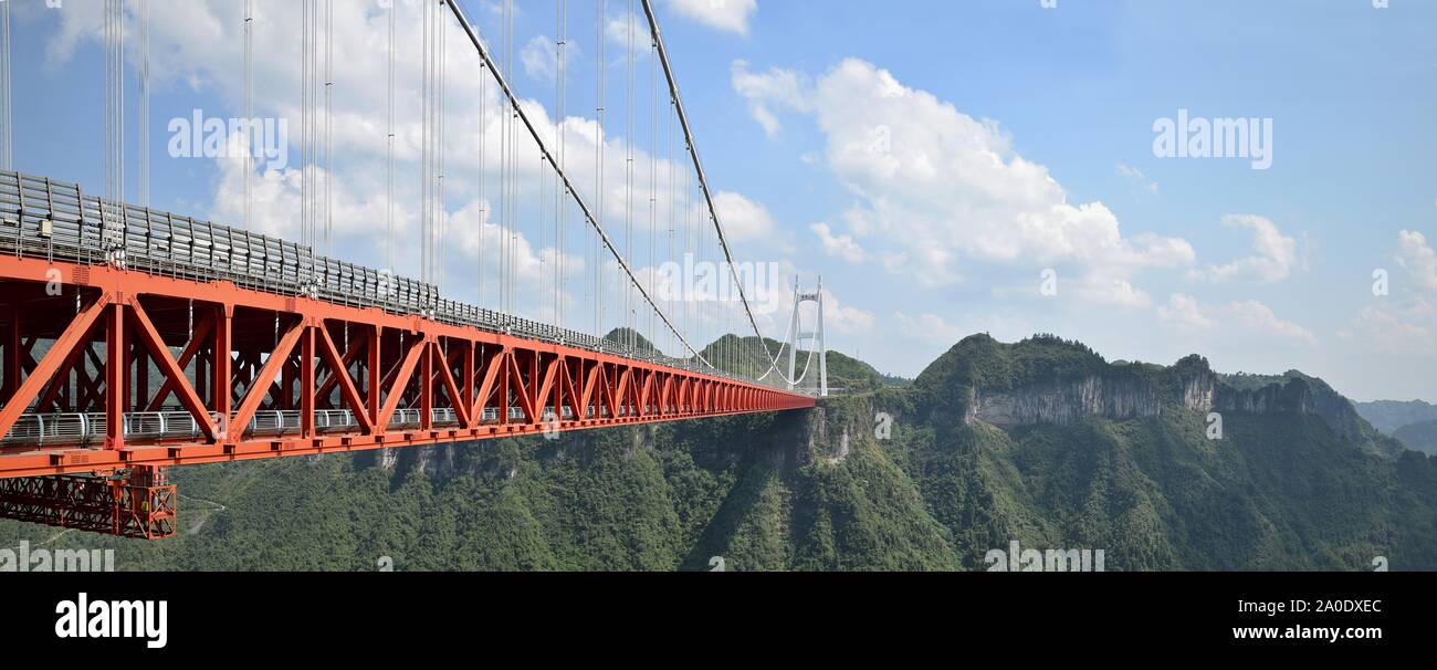 The Aizhai Bridge is a suspension bridge near Jishou in Hunan province ...