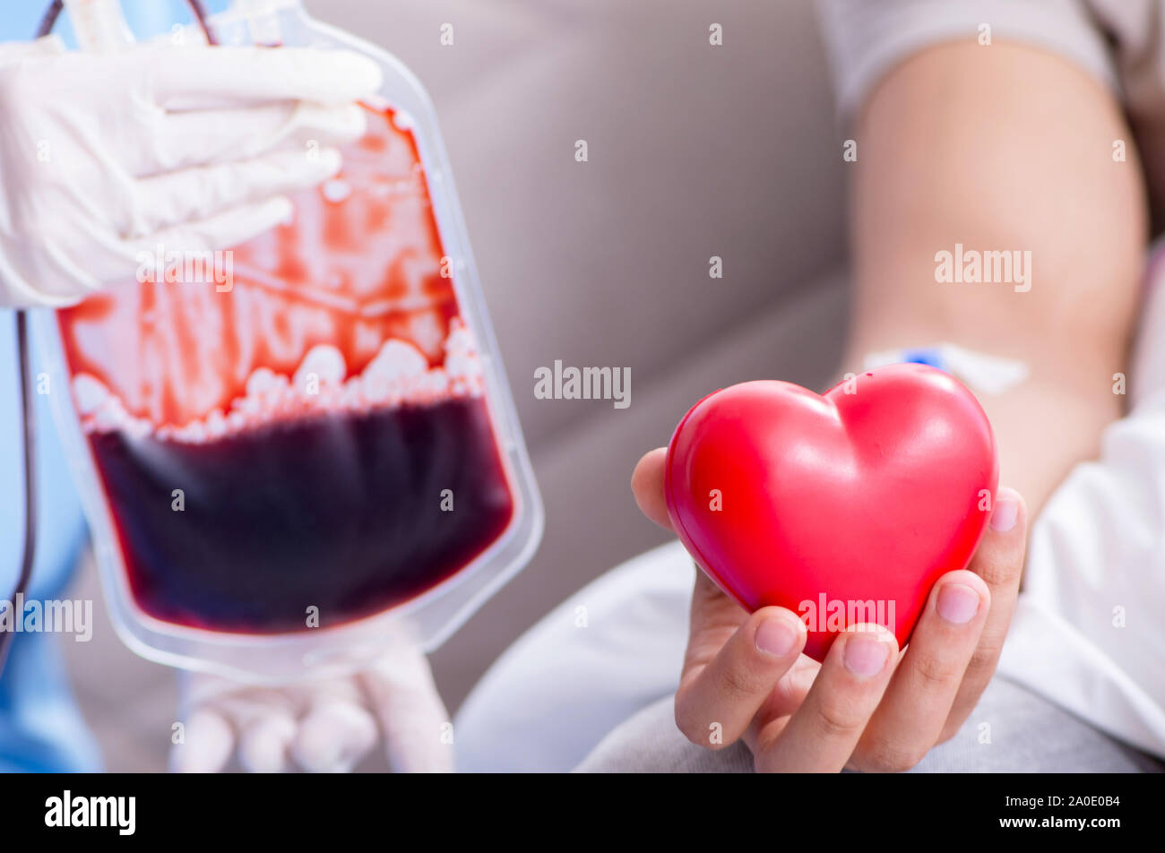 The patient getting blood transfusion in hospital clinic Stock Photo ...