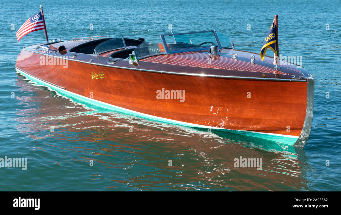 Hacker Craft motor boat Stock Photo - Alamy