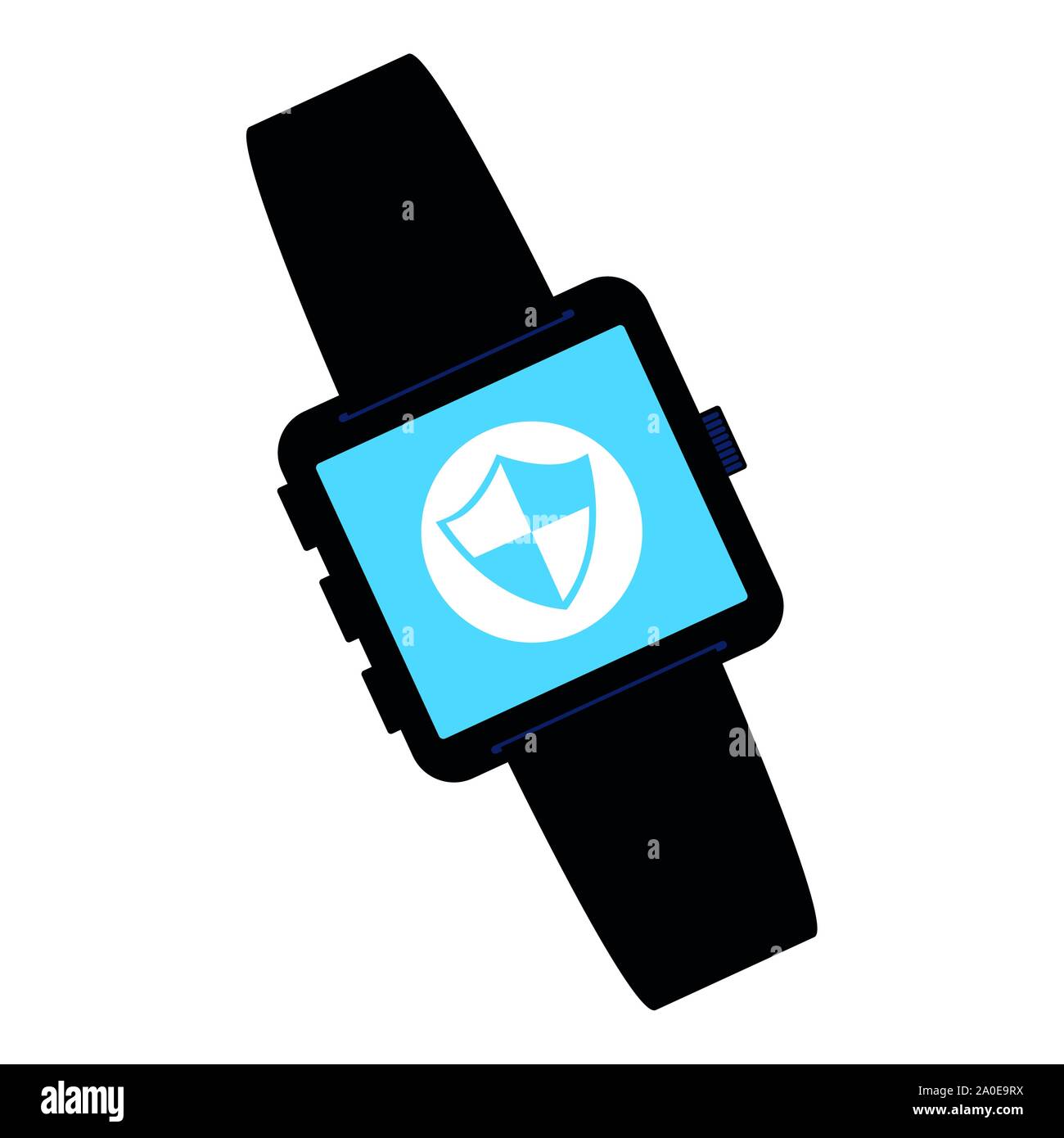 smartwatch technology with shield security app vector illustration ...