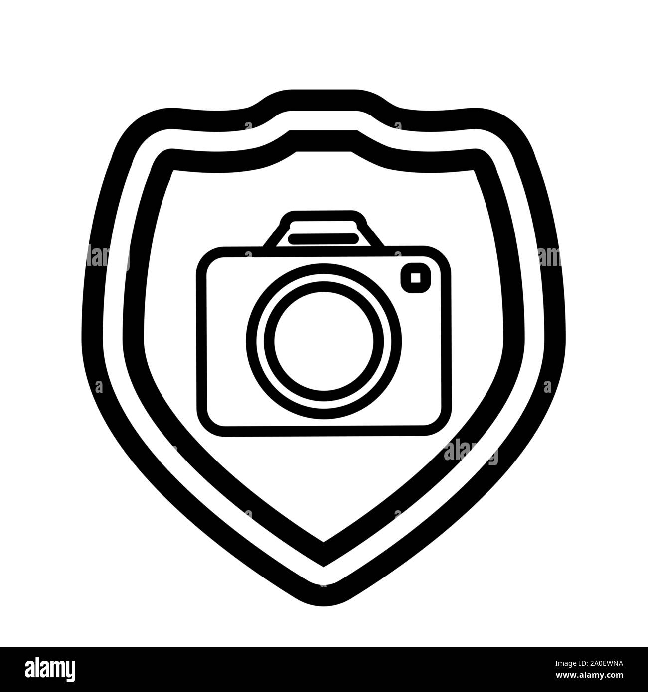 shield with photographic camera vector illustration design Stock Vector ...