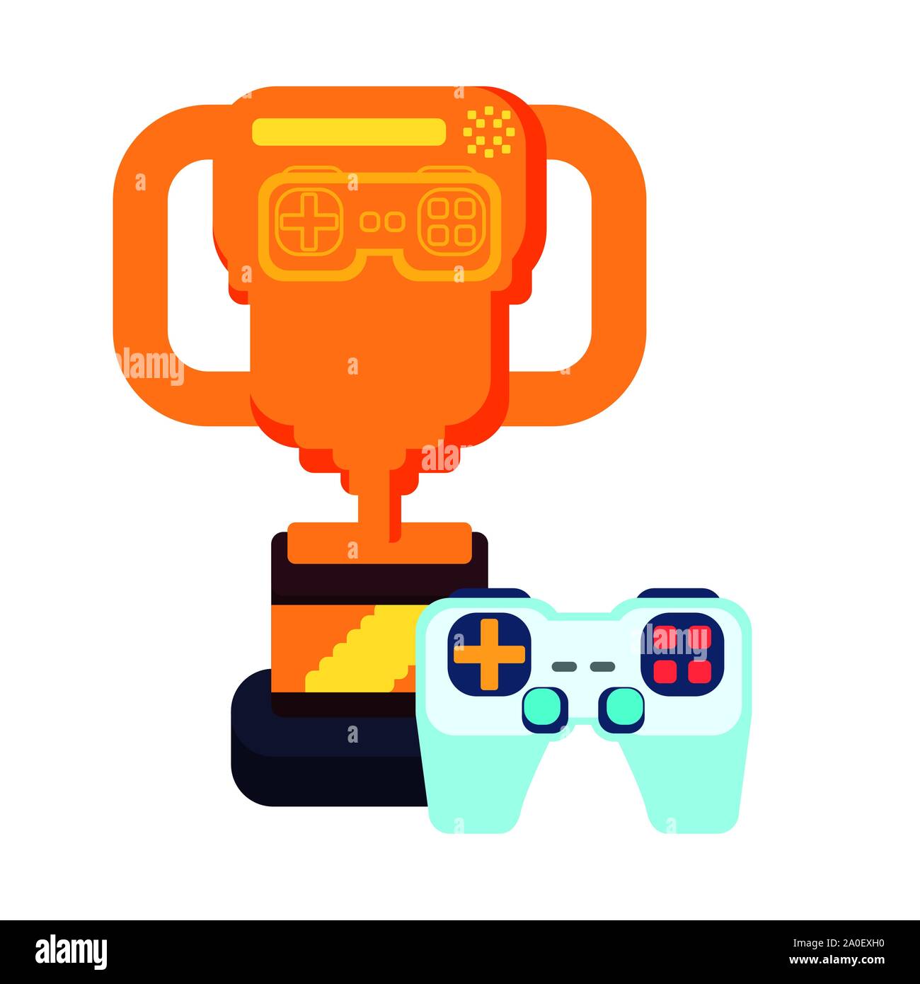 trophy award with video game control vector illustration design Stock ...