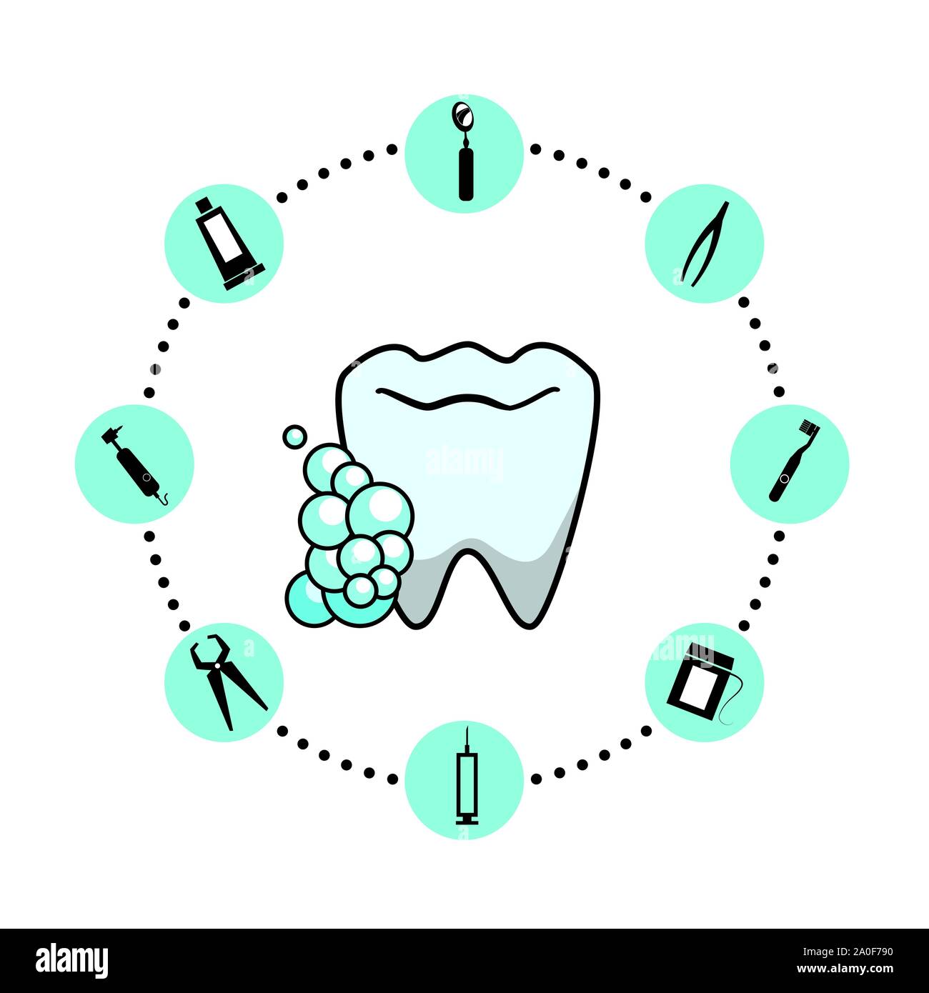 tooth human with dentist set tool vector illustration design Stock ...