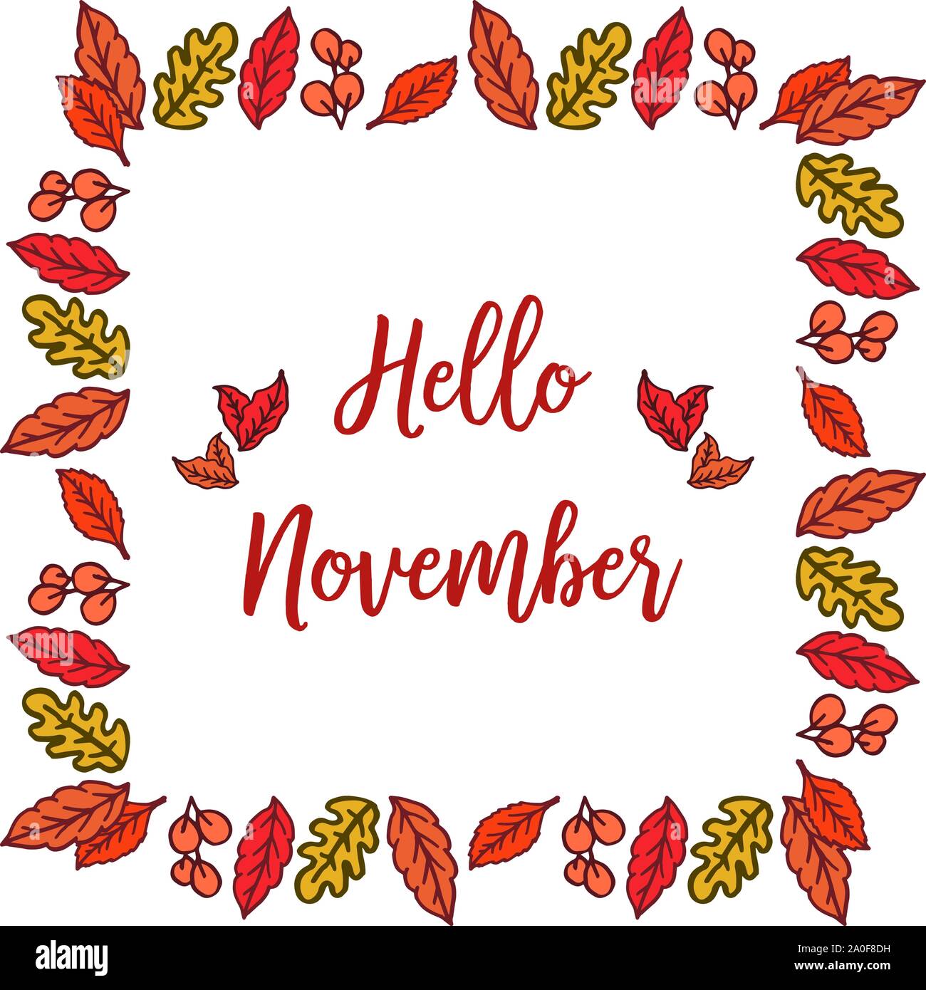 Crowd of leaf frame, for poster hello november. Vector Stock Vector ...