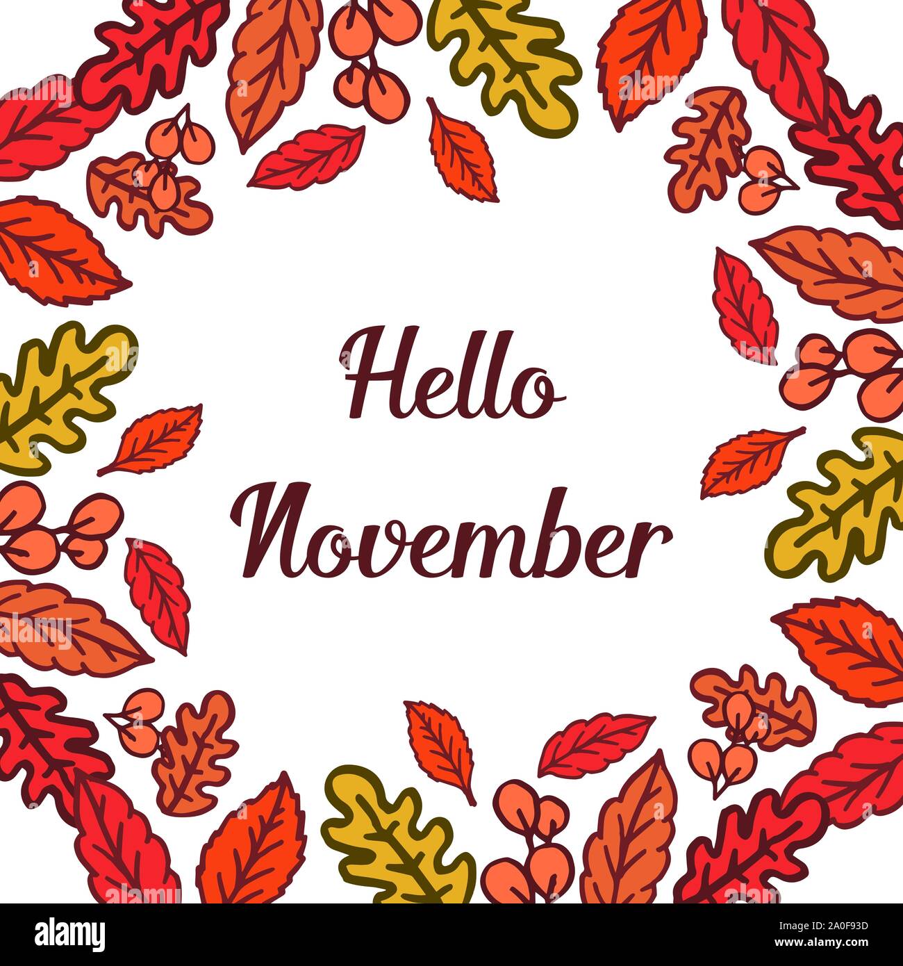 Crowd of leaf frame, for poster hello november. Vector Stock Vector ...