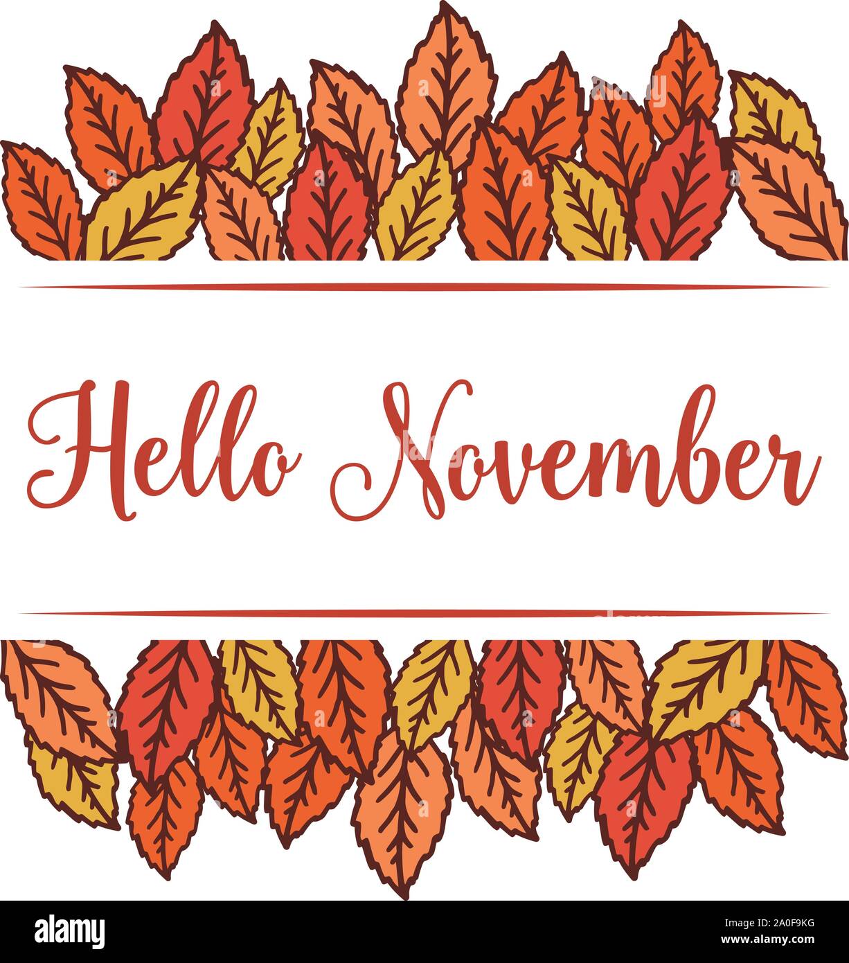 Hello november, with style of cute leaf frame. Vector Stock Vector ...